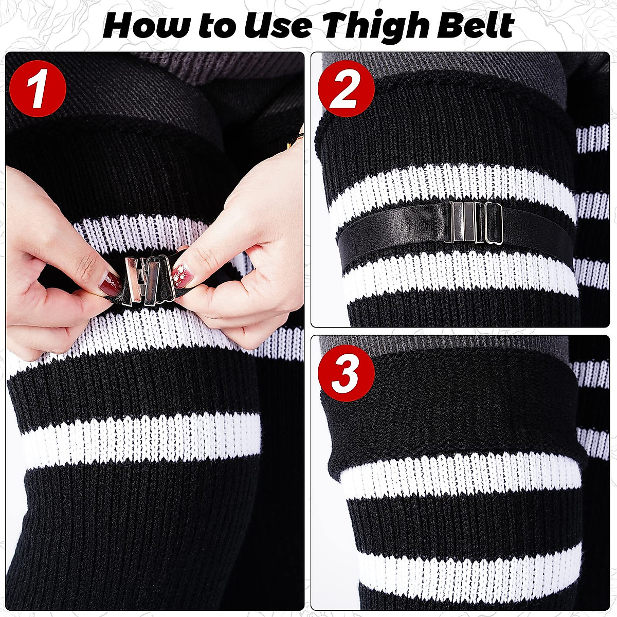 LOUSGUTA Plus Size Thigh High Socks for Thick Thighs- Extra Long Women Striped Cable Knitted Over Knee High Stockings Leg Warmer