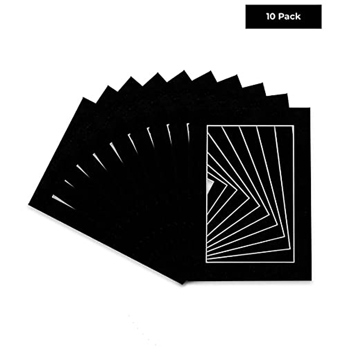 Pack of Ten Acid Free 16x20 Mats Bevel Cut for 13x15 Photos - Black Suede Precut Matboards With Backing Boards and Self Seal Photo Mat Bags For Pictures, Photos, Framing - 4-ply Thickness