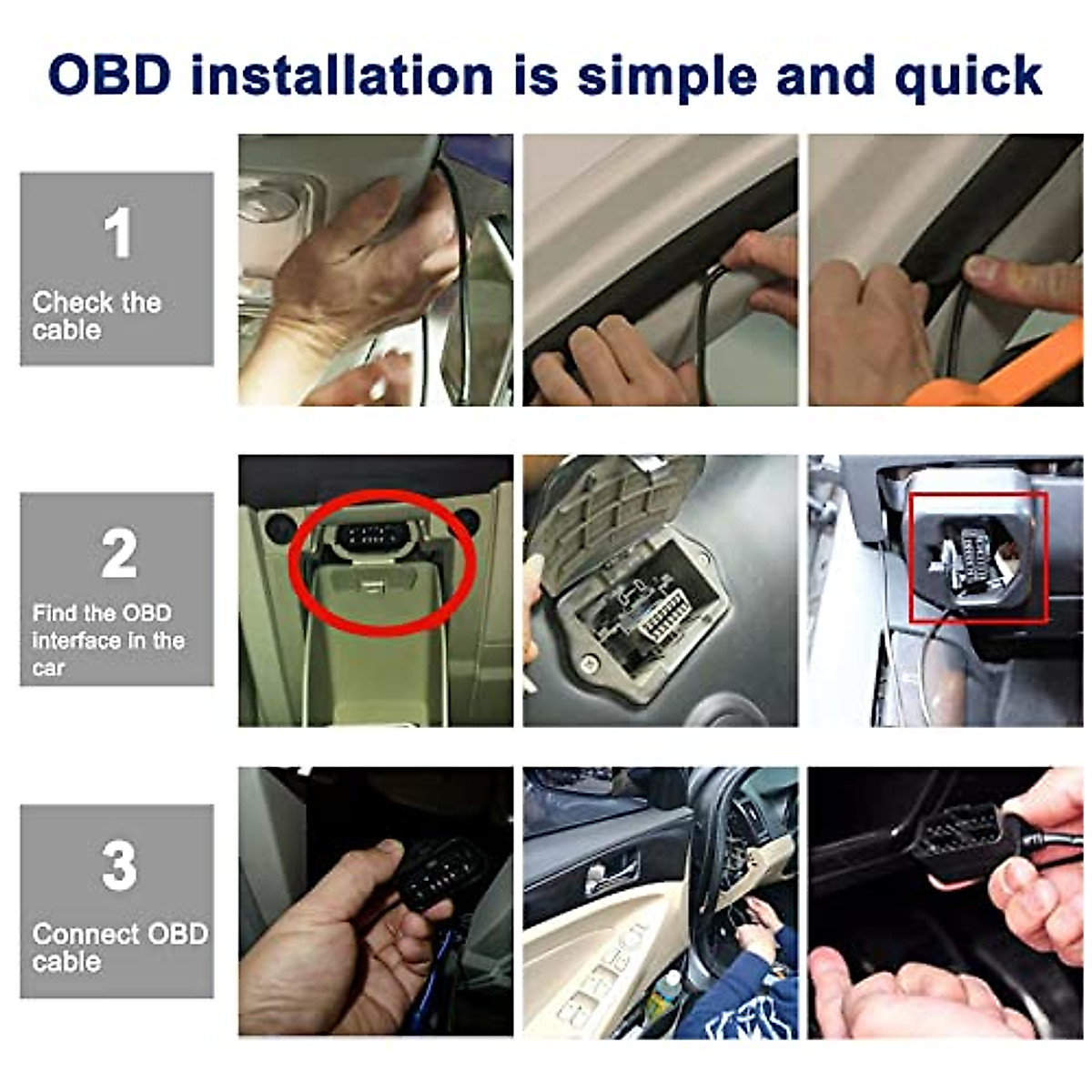 XMSJSIY OBD to USB Power Cable Adapter 16Pin OBD2 Male to 5V 2A USB Female Connector 12V 24V 36V to 5V 2A with Switch Button for Dash Camera Phone Car GPS DVR-0.5M/1.6FT