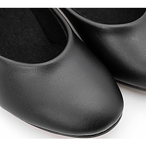 Linodes PU Leather Ankle Strap Character Shoe 1.55'' Dance Shoes for Women-Black-8M-UPD