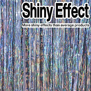 PartyWoo Foil Fringe Curtains Silver, 2 pcs 3.3x6.6 ft Silver Streamers, Fringe Backdrop, Tinsel Backdrop, Tinsel Curtain, Metallic Door Shimmer, Birthday Party Streamers, Christmas Decorations