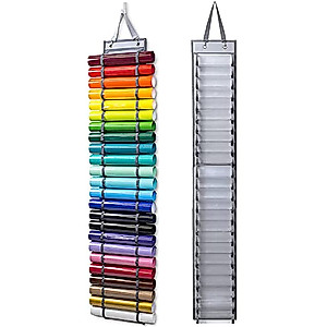 MIDOGAT Vinyl Roll Organizer, 24 Compartments Vinyl Roll Holder, Large Capacity Craft Organizer, Vinyl Roll Keeper - Hanging Closet, Wall or Over The Door Organizer for Any Room (Grey)