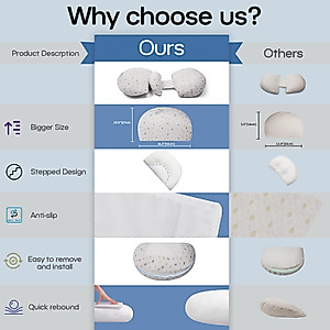 SNUGGZYMOMS Pregnancy Pillow, Bigger Size Stepped Wedge Maternity Pillow for Pregnant Women, with Adjustable & Detachable & Washable Pillow Cover, Support Cushion for Belly, Back, Legs, HIPS