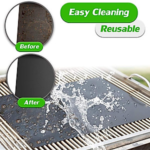 AYZA Oven Liners for Bottom of Gas Oven(Pack of 6), Reusable Non-stick Heat Resistant Baking Mat for Microwave Electric Oven, BBQ Grill Mat Heavy Duty Oven Mats, Easy to Clean (15.7 x 13 inch), Black