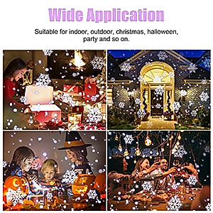 Snow Projector Lights, Xmas Snowflake Night Projection Lamp, IP65 Waterproof Outdoor LED Snow Spotlight with Remote Control for Halloween Holiday Party Home Decoration Garden Light Projector