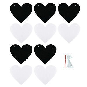 FAZHBARY 5.9inch Black White Felt Heart Garland Banner Valentines Banner for Gothic Farewell Wedding Anniversary Bachelorette Party Decor