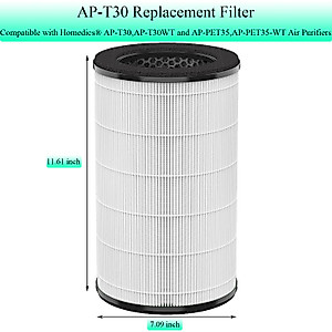 AP-T30 Replacement Filter,Compatible with Homedics Air Purifier AP-T30, AP-T30WT, AP-PET35,AP-PET35-WT, 3-in-1 H13 True HEPA Air Purifier Filter Replacement,Part# AP-T30FL AP-PET35FL,1-Pack