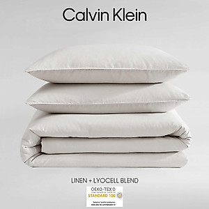 Calvin Klein - Queen Duvet Cover Set, Soft Linen Blend Bedding, Pre-Washed Home Decor for Extra Softness (Soft Linen Off-White, Queen)