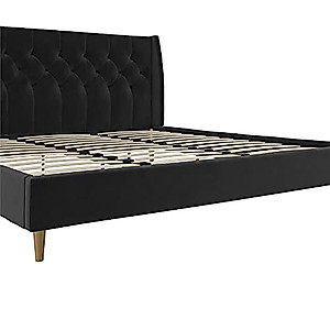 Novogratz The Her Majesty Upholstered Bed, King, Black Velvet