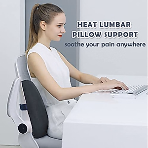 Heating Lumbar Support Pad for Back Pain Relief, Electric Heated Pad for Back with Strap, Soothing Heat Therapy 3 Heat Settings Timer Settings, Heating Technology for Waist, Abdomen, Neck, Shoulders