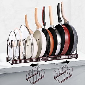 SPEENSUN Pot And Pan Organizer For Cabinet,Pan Organizer,Expandable Detachable Lid Organizer With 10 Adjustable Dividers,Not Easy To Tilt Or Bend,Heavy Iron Pot Organizer Rack,Christmas Gifts For Mom