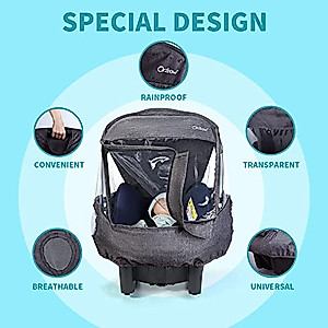 Universal Car Seat Rain Cover,Weather Shield for Infant Car Seat with Storage Bag, Side Ventilation & Handle Opening, Provides Extra Protect Baby During The Covid-19, Baby Travel Accessories(Black)
