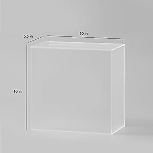 UNIQOOO Frosted Acrylic Wedding Card Box with Slot, Thick DIY Large 10x10x5.5 inch w/ No Print, Wedding Receptions Wishing Well Money Box, Birthday, Memory Box