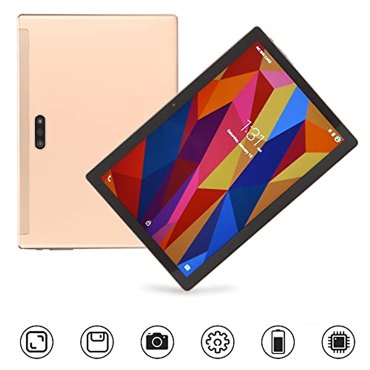 Liyeeo Desktop Tablet, Octa Core CPU 100‑240 V 13 MP Camera Gold Reading Tablet (US Plug)