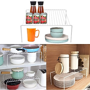 ARCCI Kitchen Cabinet Shelf Organizer Set of 4, Medium (13 x 9.4 inch) Rustproof Metal Wire Pantry Storage Shelves, Dish Plate Racks for Cabinets, Freezer, Counter, Cupboard Organizers and Storage