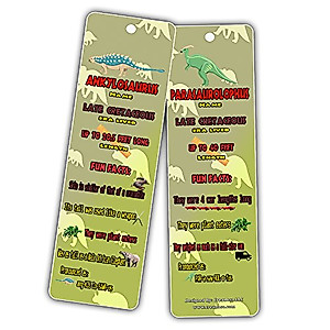 Dinosaur Fun Facts Bookmark Cards for Kids (12-Pack) - Jurassic World Bookmarker - Excellent Party Favors Teacher Classroom Reading Rewards and Incentive Gifts for Young Readers Kids Boys and Girls