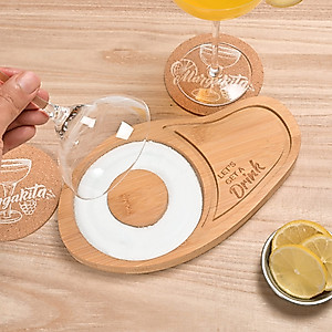 WILLOWDALE Margarita Salt Rimmer Set w/Coasters, Margarita Glass Rimmer for Cocktails Bamboo Sugar and Salt Rimmer for Drinks, Tequila Gifts for Men Margarita Kit Bar Tools for 4.7" Margarita Glasses