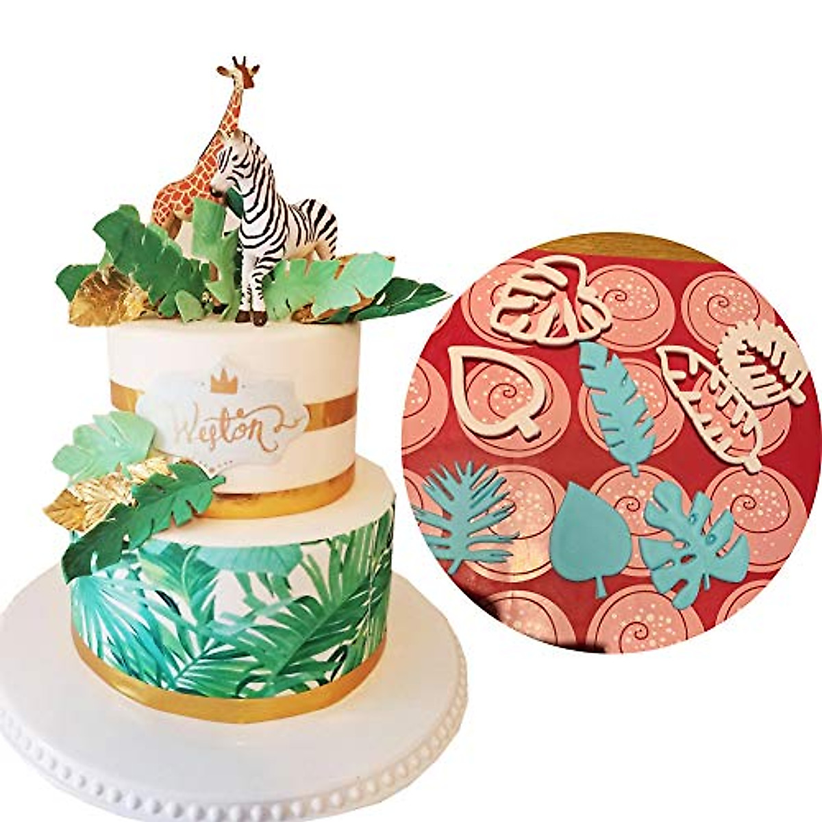 Mity rain Tropical Leaf Cookie Cutter - Hawaiian Palm Leaves Fondant Cutters Set for Gum Paste , Sugarcraft Candy, Luau Cake Decorating （4Pcs）