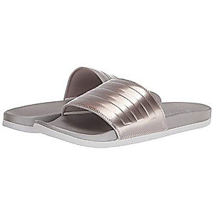 adidas Women's Adilette Comfort Slides Sandal, Champagne Metallic/Champagne Metallic/Crystal White, 11