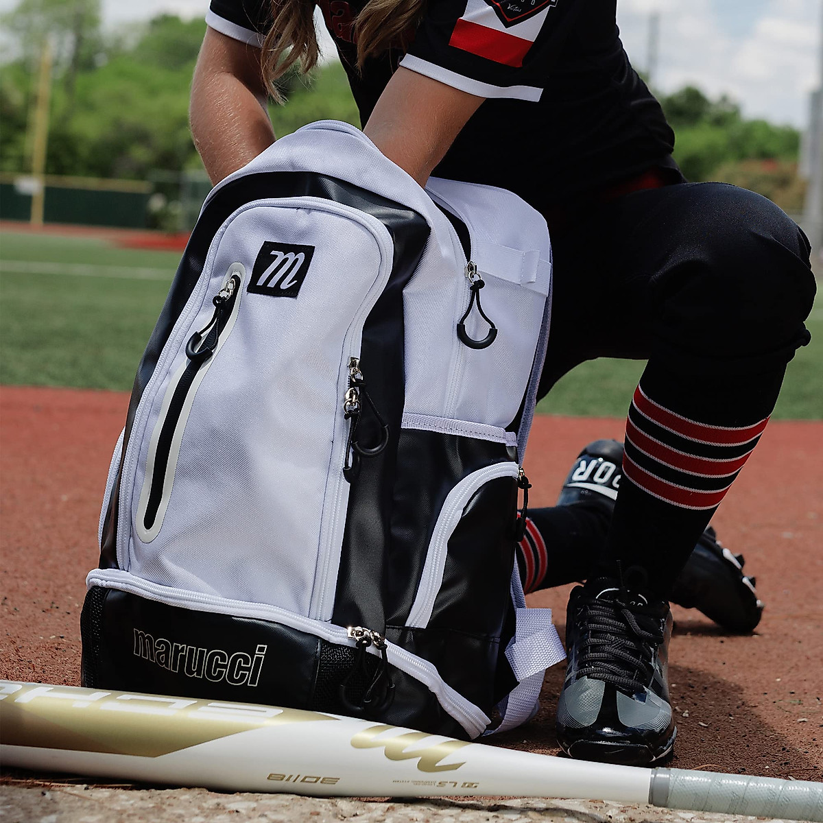 MARUCCI Cavalry Baseball BAT Pack, White/Black, 11.5" W x 7.5" D x 17" H