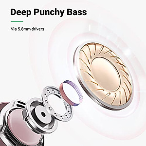 UGREEN HiTune Wireless Earbuds Bluetooth 5.0, Aptx HiFi Stereo Wireless Headphones with Built-in Mic, CVC 8.0 Clear Call Bluetooth Earbuds, Wireless Earphones with Deep Bass, 27H Playtime Rosegold