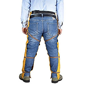 Oncefirst Welding Safety Chaps Leather Apron Style Adjustment Split Leg Fire & Wear Resistant Safety Apparel Yellow One Size