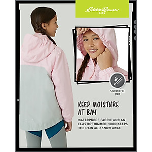 Eddie Bauer Girls' Rain Jacket - Lone Peak Waterproof 3 in 1 Insulated Windbreaker Coat with Removable Fleece Lining (5-20), Size 8, Soft Pink