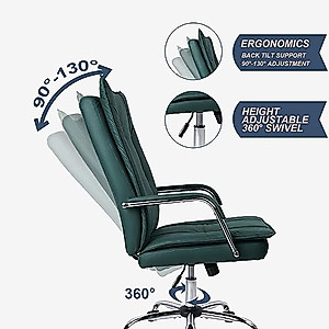 CLATINA Office Desk Chair Breathable Fabric, Executive Chair Swivel Comuputer Chair Ergonomic Cloth Chair with Padded Armrest Wheels for Home Office, Green 1Pack