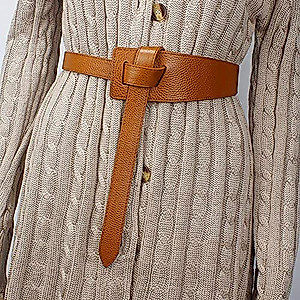 Glamorstar Women Leather Belts Vintage Irregular Waist Belt for Dresses Tie Knot Waistband Belt Brown 135CM/53.1IN