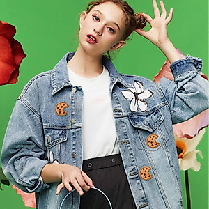 Jdesun 20pcs Cookie Embroidered Patches Chocolate Chip Cookie Iron on Patches Cute Embroidery Applique Sew on Patch for Clothes Hat Pants Shoes Sewing Craft Decoration