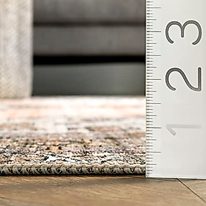 nuLOOM Gracie Distressed Medallion Machine Washable Runner Rug, 2' 6" x 8', Peach