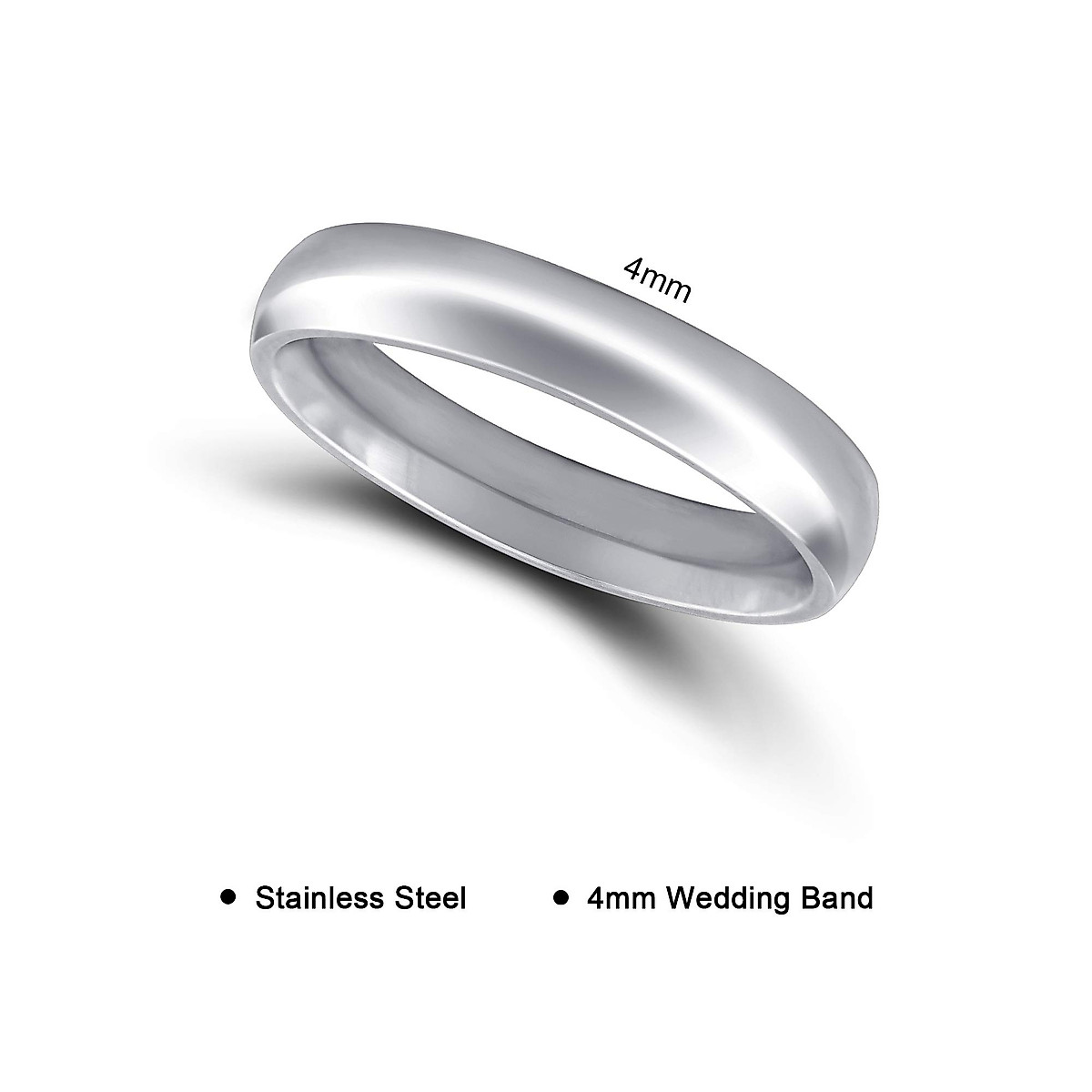 Gem Avenue Stainless Steel Elegant Comfort Fit 4mm Wedding Band Ring For Women, A Gift for Special Occasions Size 7