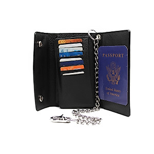 Juzar Tapal Collection Bifold Leather Wallet for Men with ID Window and Zipper Pocket, RFID Blocking, Thick and Durable Credit Card Holder (J277LCB-Long Chain Wallet)