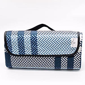 Picnic Blankets w/Stakes - Waterproof Camping Blankets - Foldable Compact Beach Blankets - Travel Picnic Blanket w/Polar Fleece & Peva - Portable Camping Gear - Perfect for Backyard, Park & More