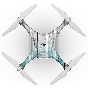 Design Skinz Design Skinz Trendy Teal to White Aged Wood Planks Full-Body Wrap Decal Skin-Kit Compatible with The Drone DJI Inspire 1