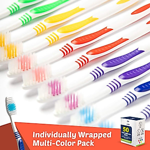 EcoFox Bulk Toothbrushes 10 Pack | Individually Wrapped Travel Toothbrush Set for Adults & Kids | Made with a Medium-Soft Large Brush Head | BPA-Free & Disposable!