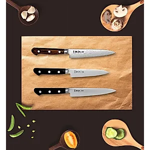 MASAMOTO AT Japanese Petty Knife 6" (150mm) Kitchen Small Utility Knife, Sharp Japanese Stainless Steel Blade, Pakkawood Handle, Made in JAPAN