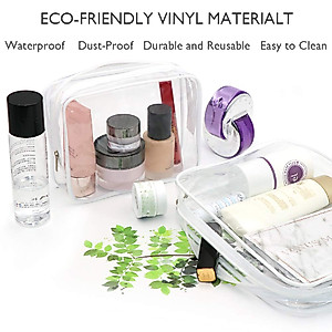 APREUTY Clear Makeup Bags, TSA Approved 6Pcs Cosmetic Makeup Bags Set Clear PVC with Zipper Handle Portable Travel Luggage Pouch Airport Airline Organization (White)