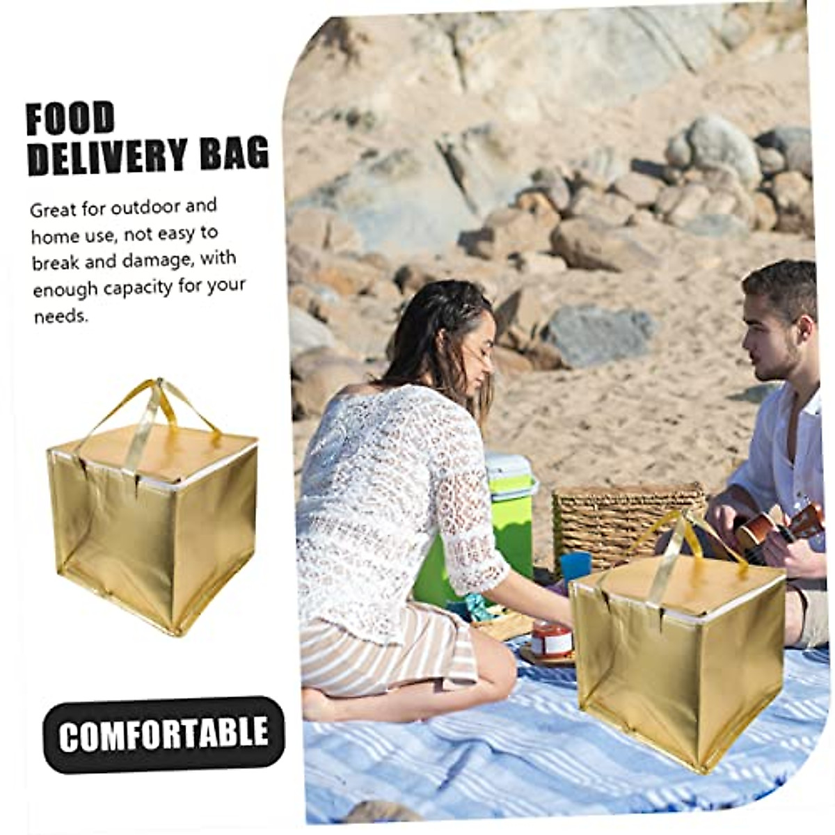 Reusable Grocery Bag Insulation Foldable Grocery Shopping Tote Insulated Pizza Insulated for Delivery Meal Grocery Tote Aluminum Golden Zipper Insulated Delivery Pouch Food