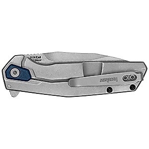 Kershaw Lucid Folding Pocket Knife, 3.2 inch Clip Point Blade with Blue Handle, Stonewash Blade Finish, Pocketclip