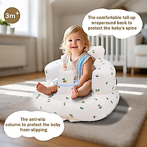 AirSwim Baby Inflatable Seat for Babies 3 Months and Up, Baby Support Seat Summer Toddler Chair for Sitting Up, Baby Shower Chair Floor Seater Gifts with Storage Case, Orange