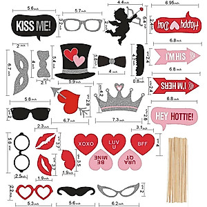 Valentine's Day Photo Booth Props Mustache on Stick Heart Angel with Sticks for Valentine's Day Wedding Bridal Party Supplies