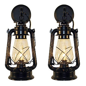 Rustic Lantern Wall Mounted Set - Large Black