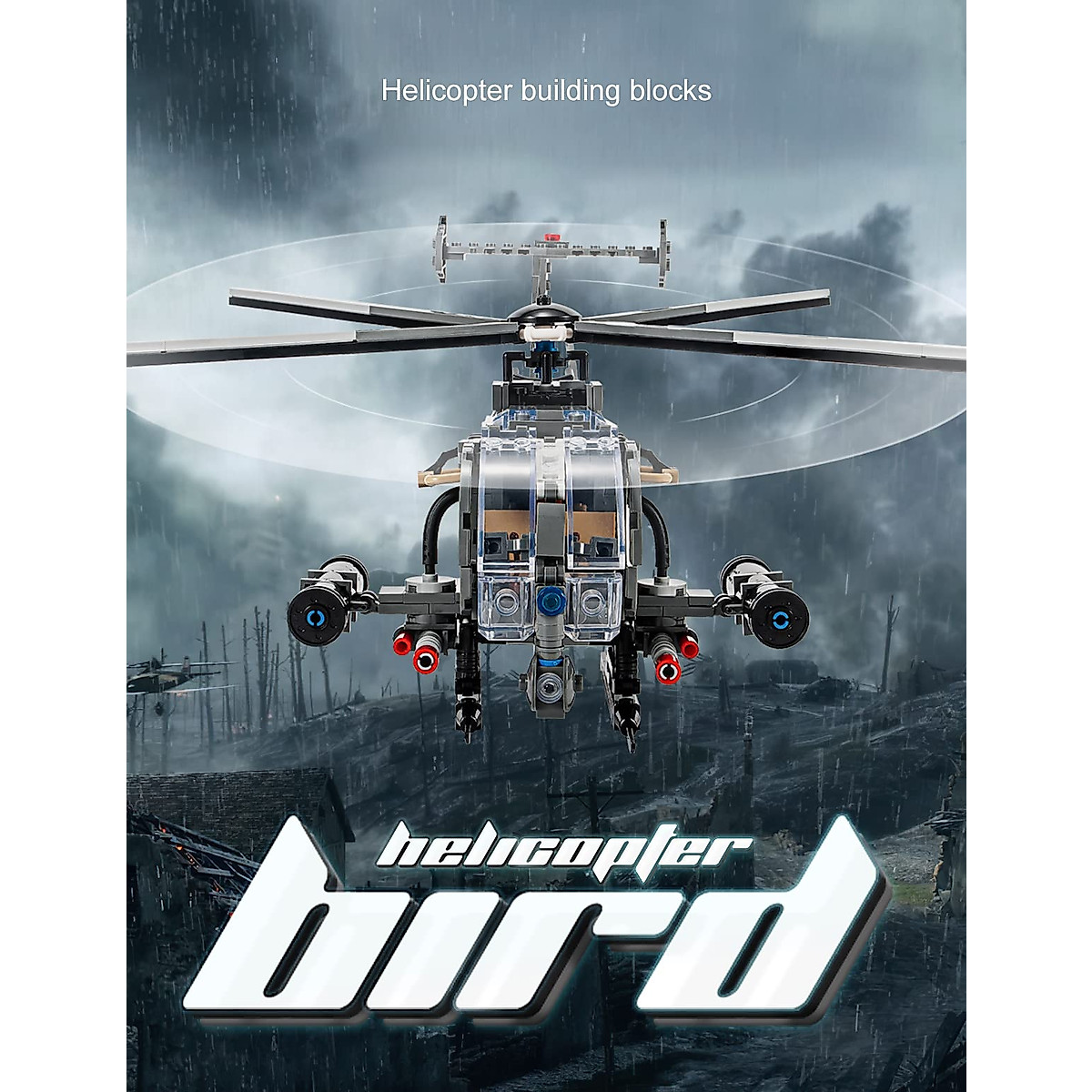 SEMKY Military Series AH-6 Helicopter Little Birds Air Force Building Block Set (523 Pieces) -Building and Military Toys Gifts for Kid and Adult