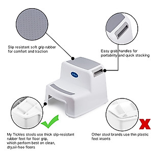 (2 Pack) 2 Step Stool for Kids with 2 Free Finger Pinch Guards! Perfect for The Bathroom and Kitchen, with Extra Thick Anti-Slip Rubber Feet.