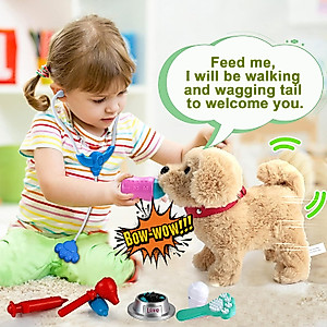 Koonie Toy Dog, Singing, Walking, Barking, Tail Wagging, Plush Interactive Toy for 2-5 Years Kids