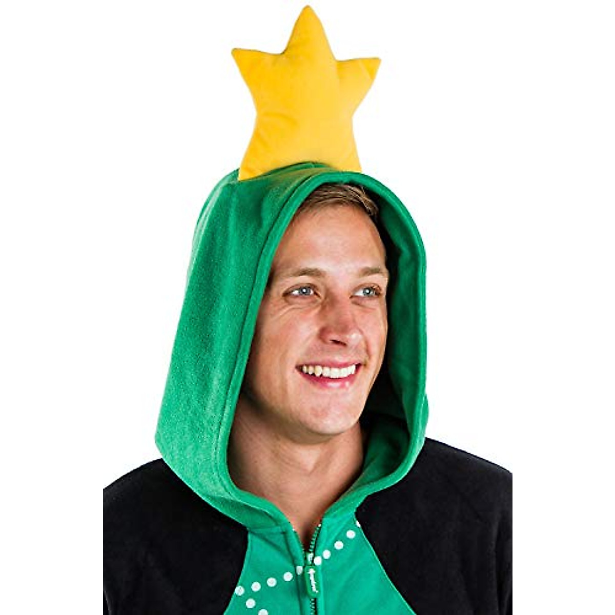 Tipsy Elves Men's Christmas Game Cozy Jumpsuit - Cozy Christmas Tree Onesie w/Velcro Balls : XL