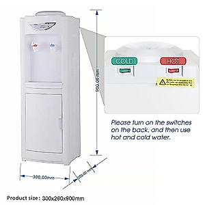 Axonl Water Cooler, 3/5 Gallon Water Bottle Top Loading Water Dispenser, Children Safety Lock Hot & Cool Water Dispenser with Storage Cabinet AXVWD02AWT