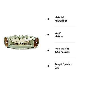 HIPIPET Cat Tunnel for Indoor Cats, Cat Tube with Collapsible Washable Cat Bed,Premium Cat Toy for Small Medium Large Cat.(Matcha)