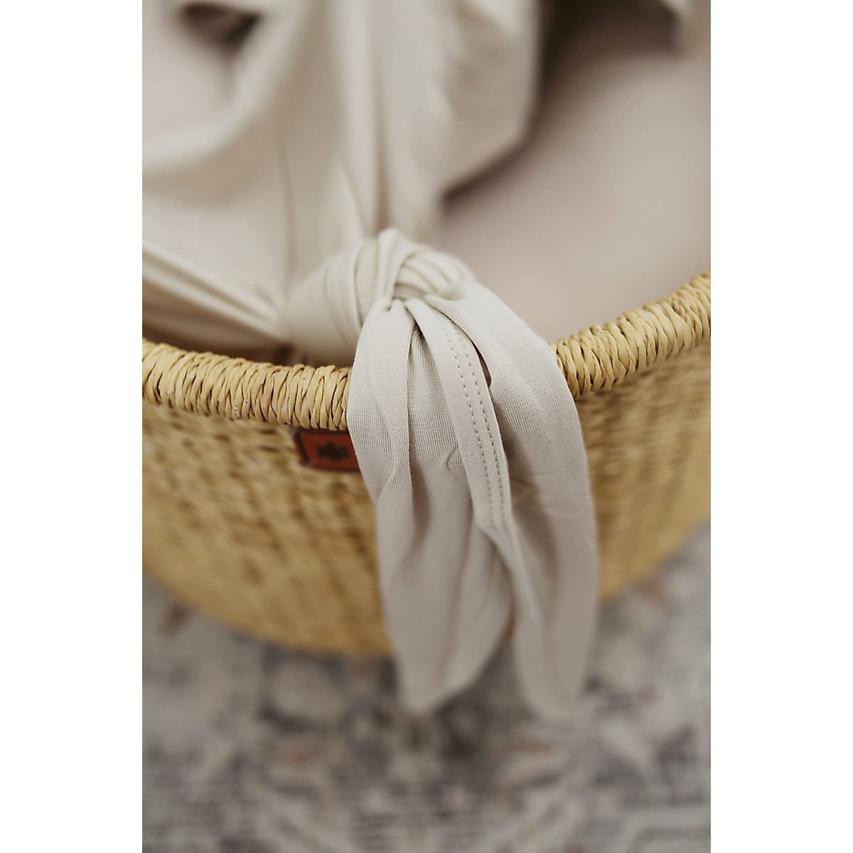 Marlowe & Co Knotted Newborn Baby Gown, Ultra Soft Knotted Sleeper Gown for Baby Boy and Girl (Natural, 0-3 Months)